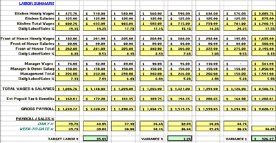 Restaurant Daily Sales & Labor Spreadsheet: RRG